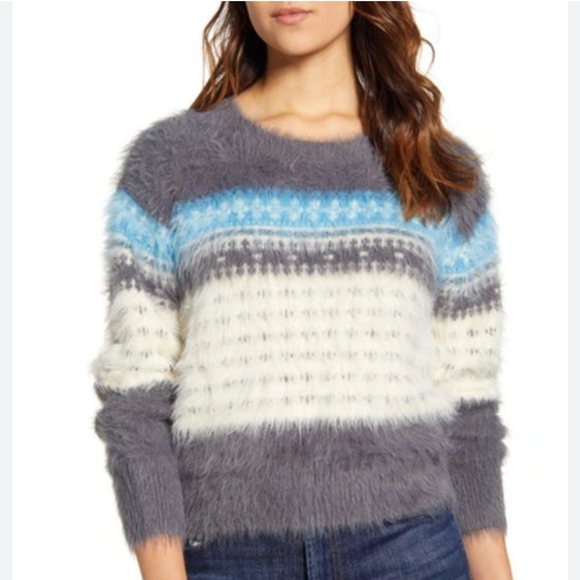 Lou & Grey | Sweaters | Euc Lou Grey Nylon Eyelash Fair Isle Crew Neck ...